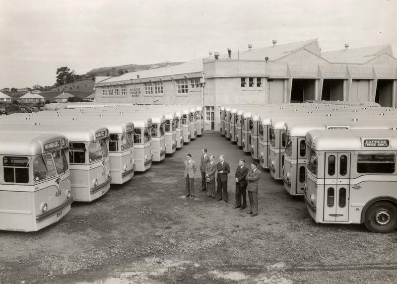 [ATB management in front of new diesel bus fleet] - Museum of Transport ...