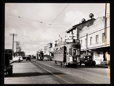 [Trams at Mount Albert shops] - Museum of Transport and Technology, New ...