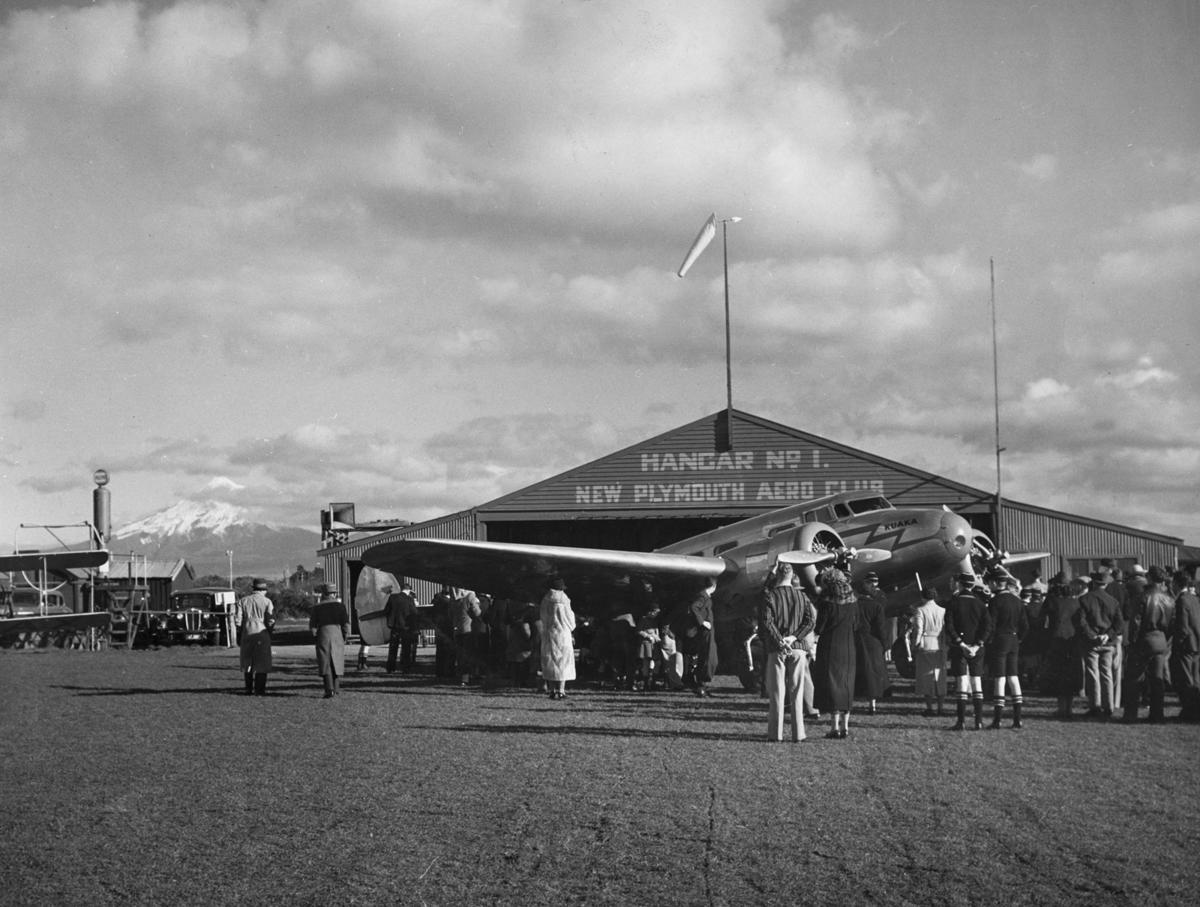 Photograph of Union Airways Lockheed 10A ZK-AFD outside New Plymouth ...