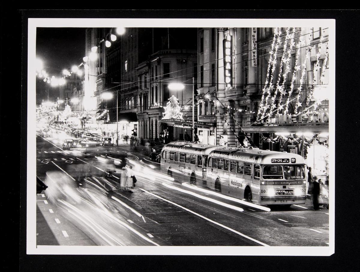 [Night image of trolley buses on Queen Street] - Museum of Transport ...