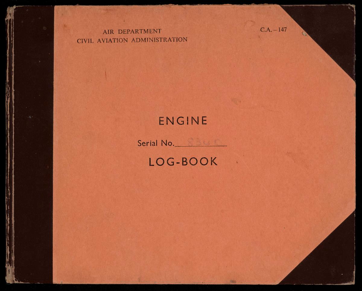 Engine log book serial no. 8340 [for a Pratt & Whitney Wasp Junior ...