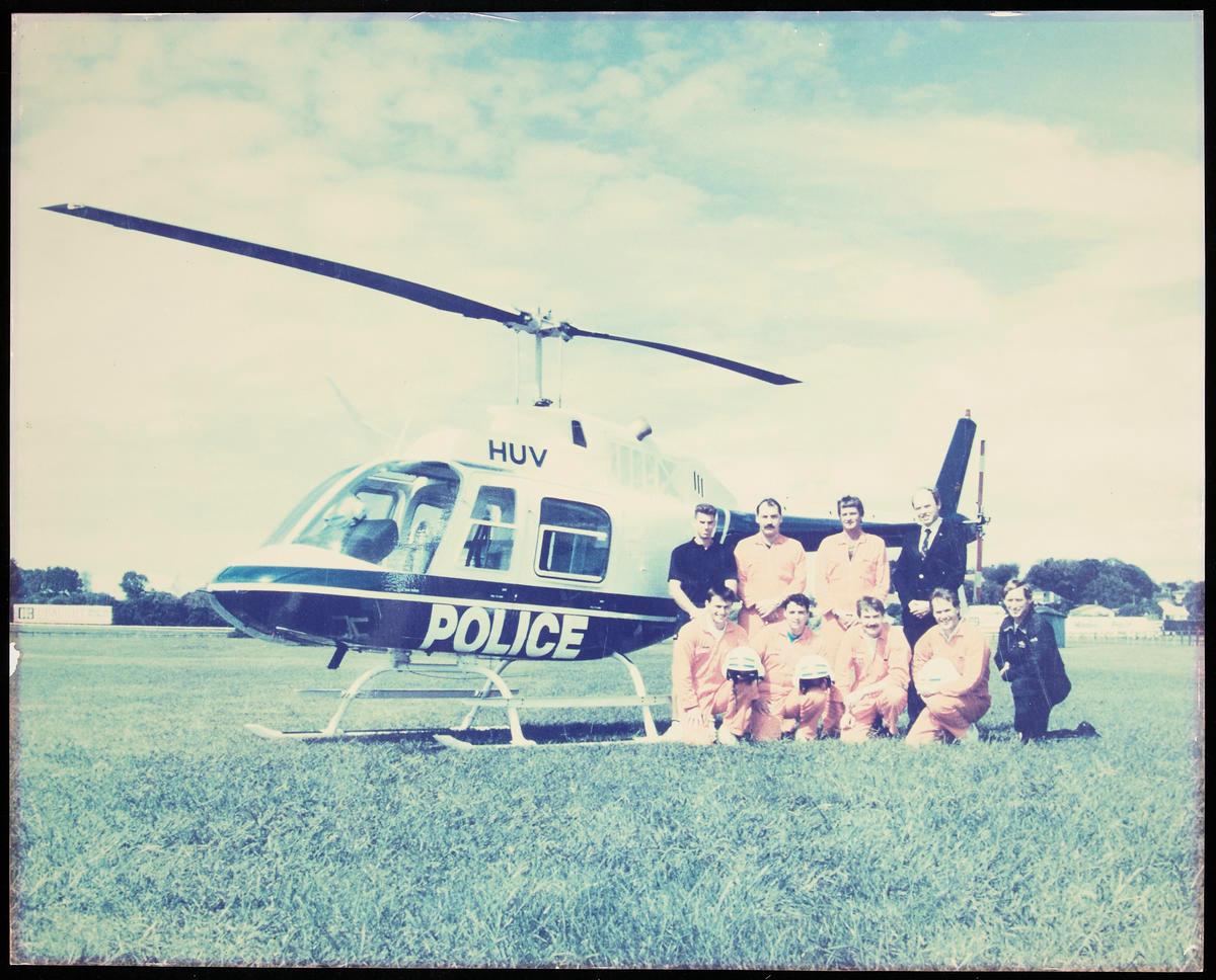 [Group photograph with New Zealand Police Helicopter] - Museum of ...